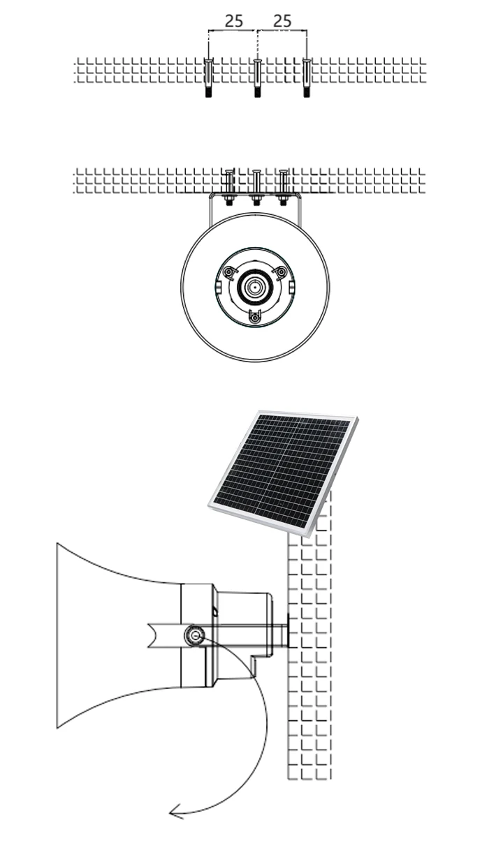 Outdoor Solar Horn Speaker with 4G Wireless Broadcasting