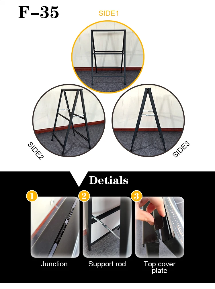 Outdoor Folding Advertising Display Poster Steel A Frame Sidewalk Sign ...