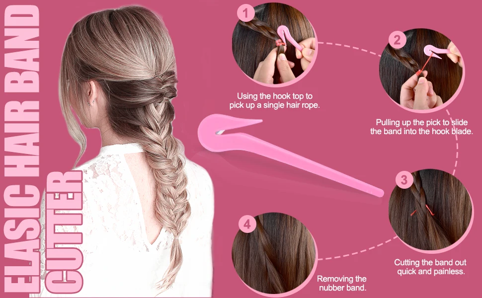 4pack Hair Loop Tool Set With 2pcs French Braid Tool Loop 1pcs Elastic ...