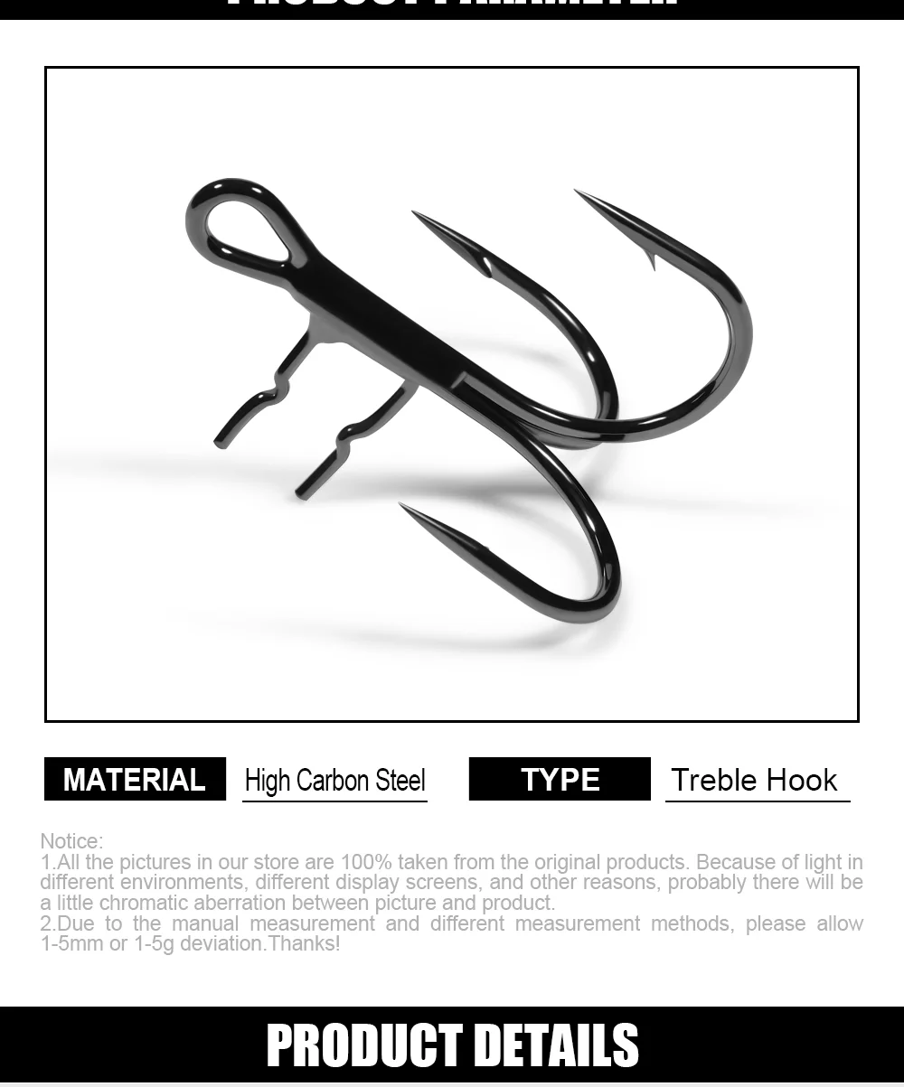 Spinpoler Fishing Claw Hooks Assist Treble Hook Extra-sharp Double Bend ...