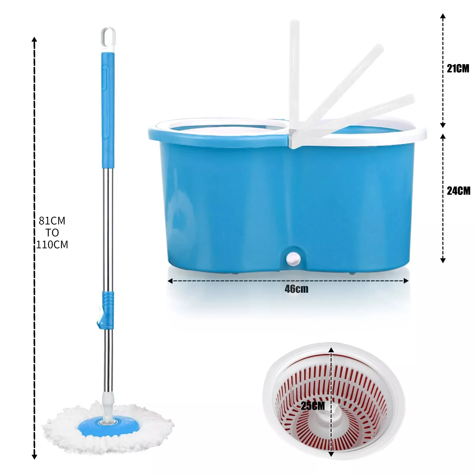 Spin Mop Bucket Foldable Spinning Round Mop for Floor Cleaning With 2 ...