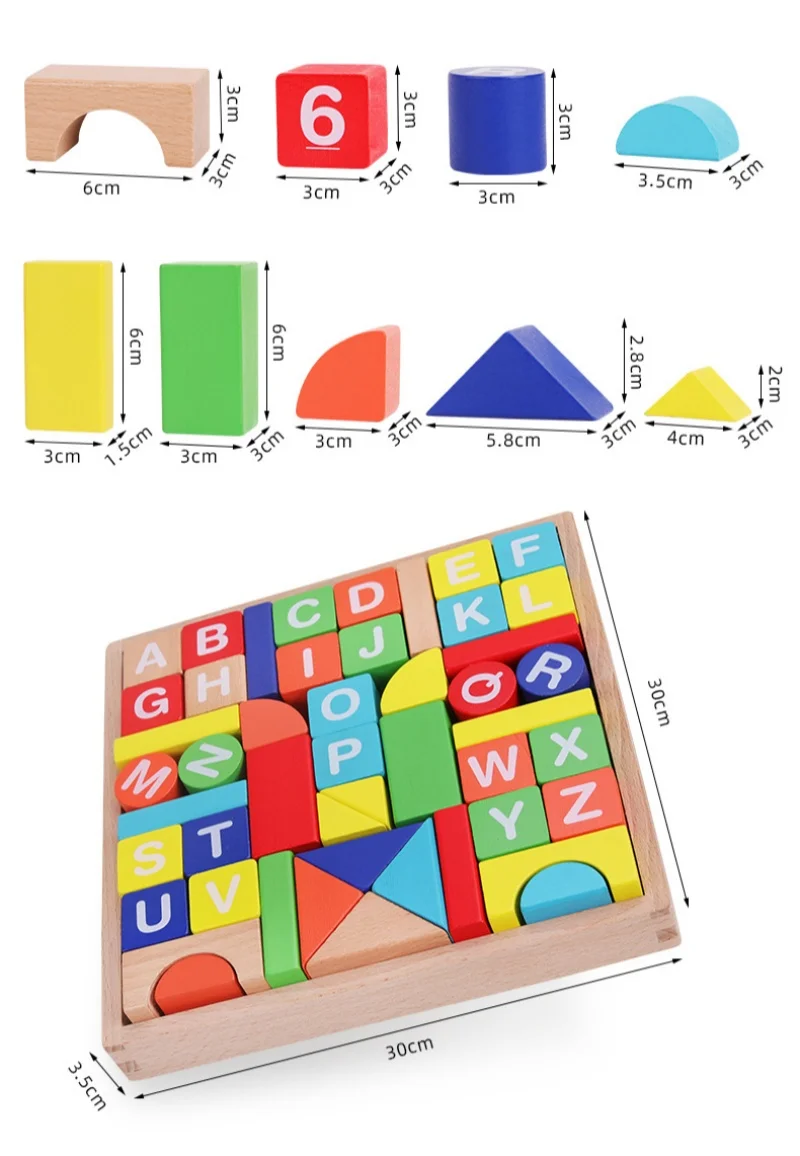 Number Alphabet Letters Stacking Blocks Wooden Building Blocks ...