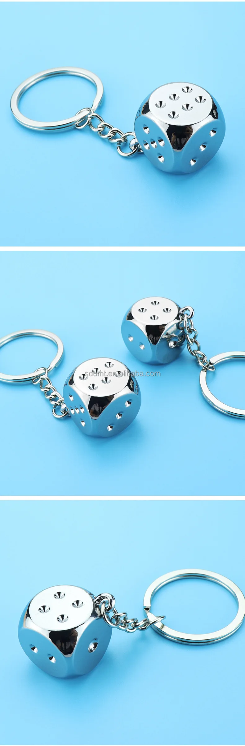 Hot Selling Product 3d Dice Shape Key Chain Custom Metal Dice Keychain ...