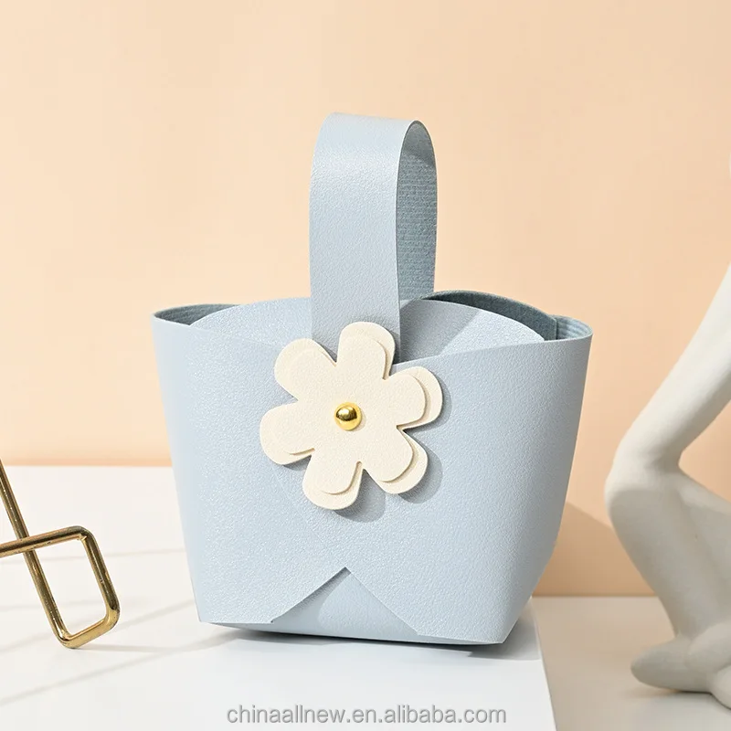 Modern Square Leather Candy Box Foldable Wedding Diy Candy Bag Handbag ...