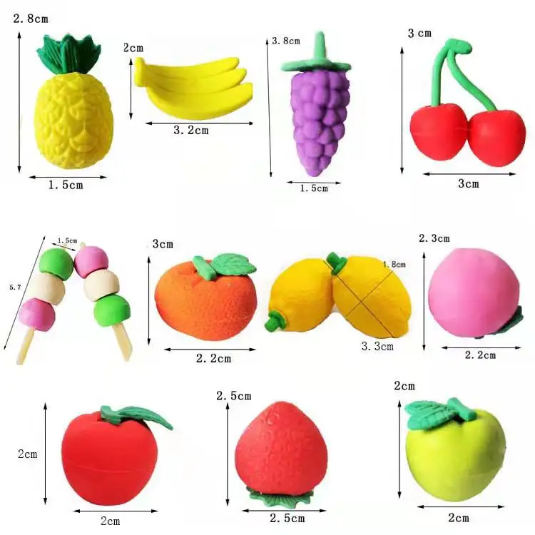 New Colorful Mini Fruits Vegetables Tiny Foods Miniature Pencil Erasers ...