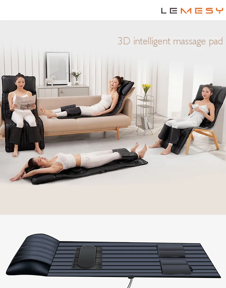 10 Vibration 9 Modes Roller Stretching Remote Control Massage Mat