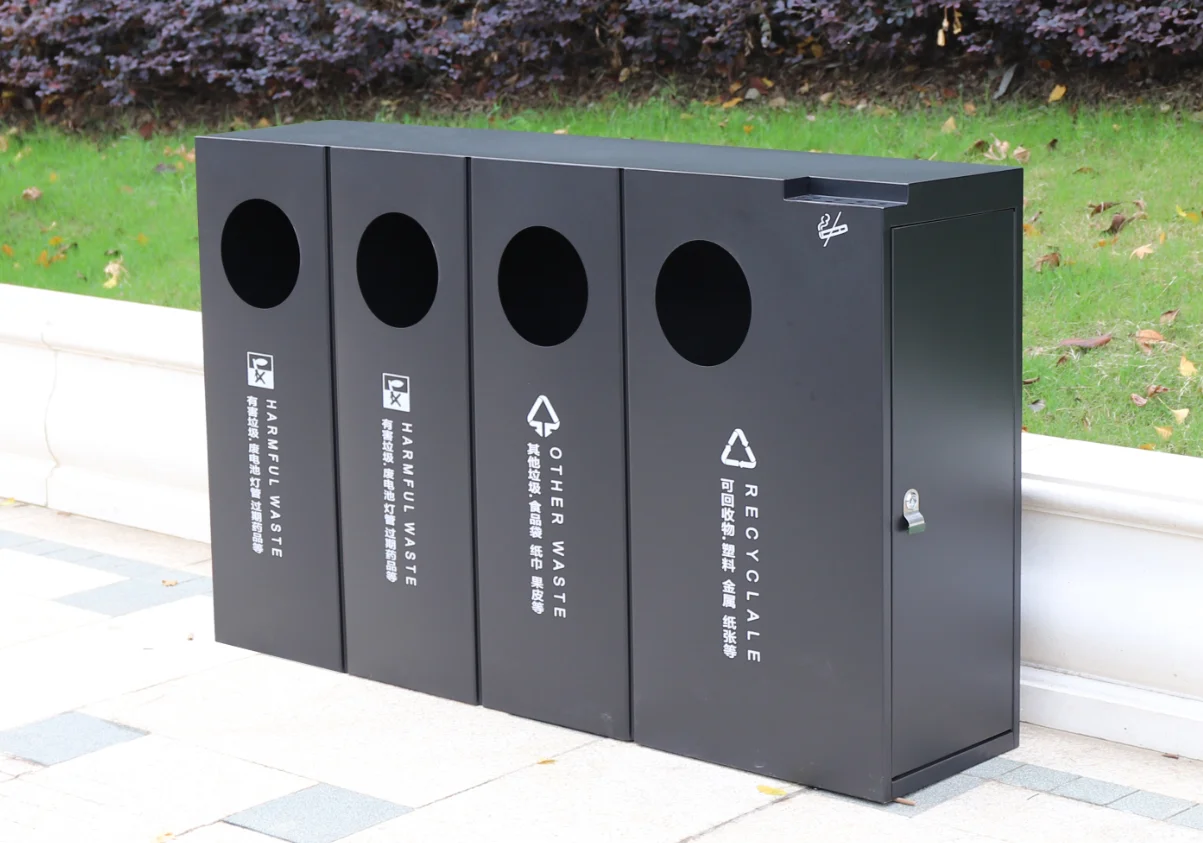 3-classified Trash Bin Outdoor For Public Area Recycling Outdoor Waste ...