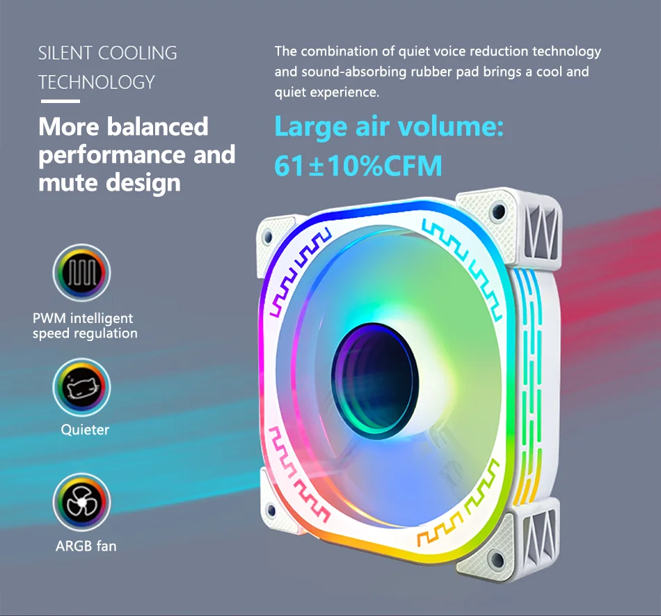 High-Speed ARGB PWM 6PIN 12V Computer Case Cooler Fan 120x120x25mm ...