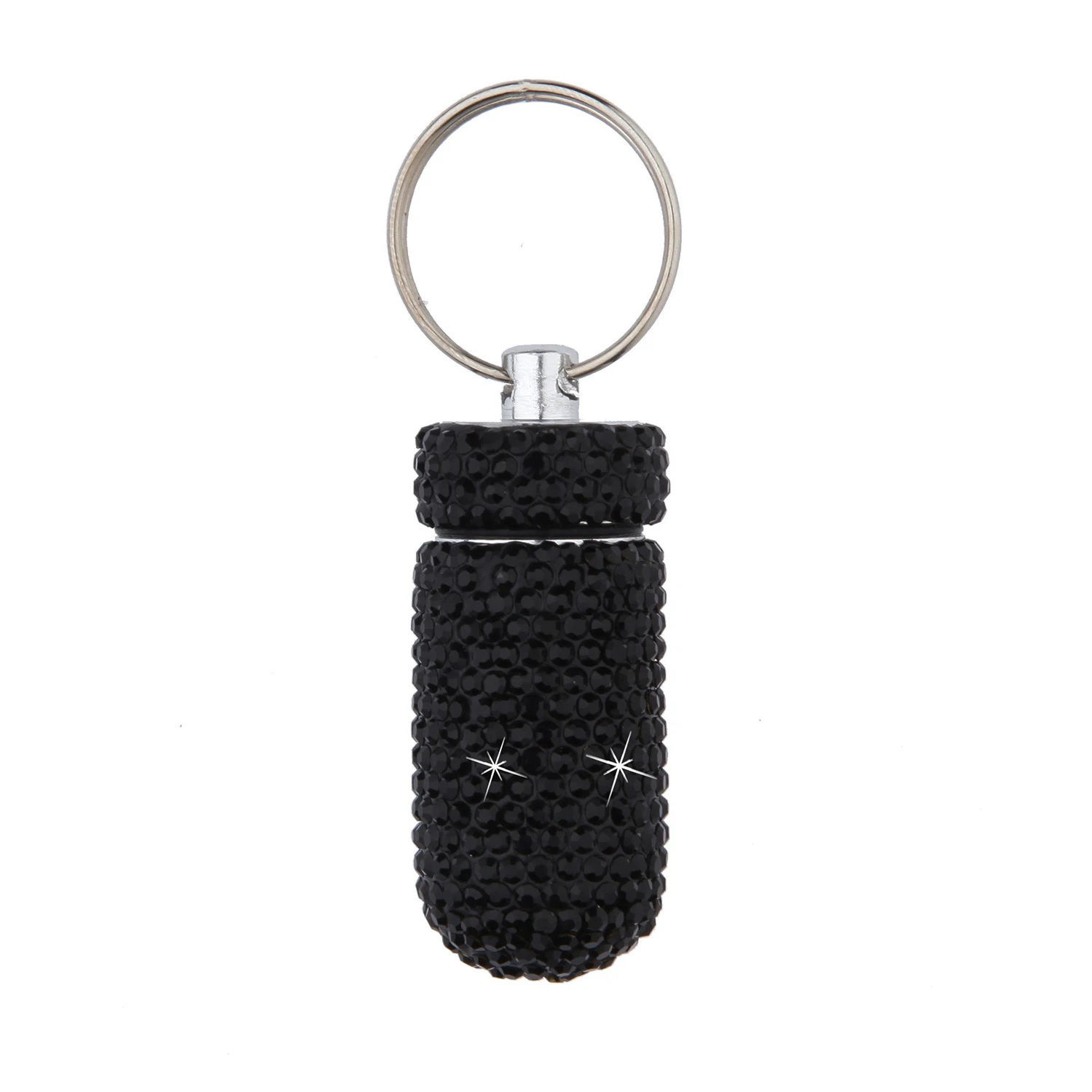 Aluminum Pill Case Rhinestone Keychain Crystal Key Chains Portable ...