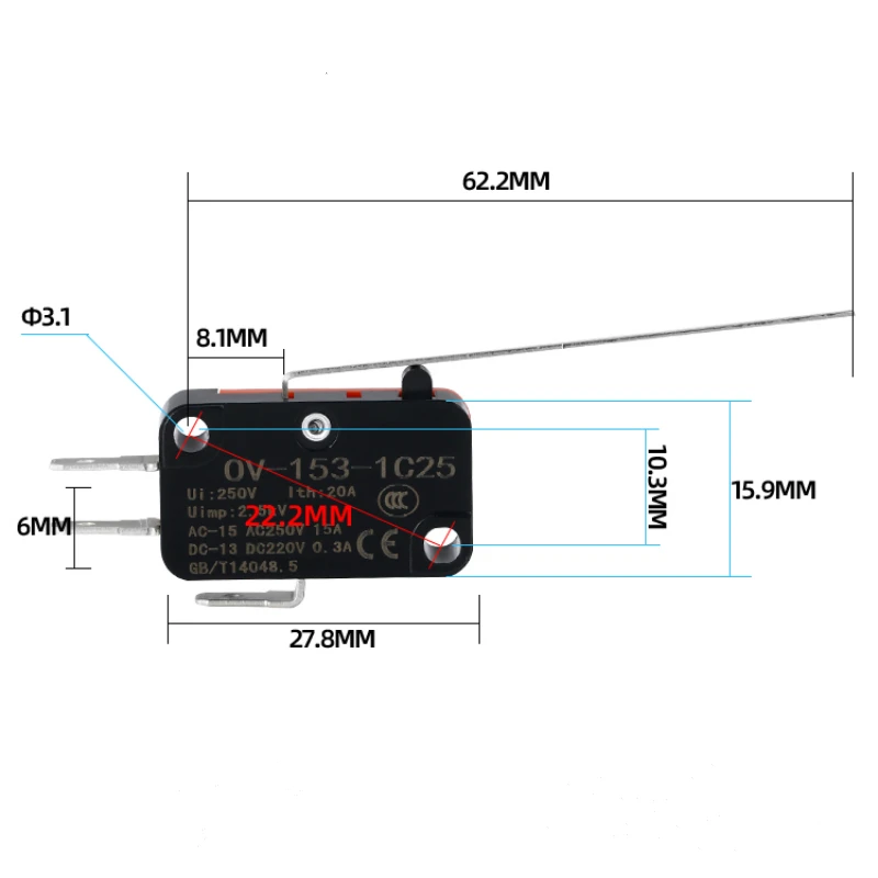 Micro Limit Switch Momentary Ov-15-1c25 Ov-151-1c25 Ov-152-1c25 Ov-153-1c25 Ov-154-1c25 Ov-155 ...
