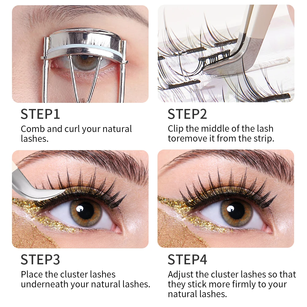 Custom Volume Silk Eyelash Extension Self-Adhesive Lashes No Glue ...