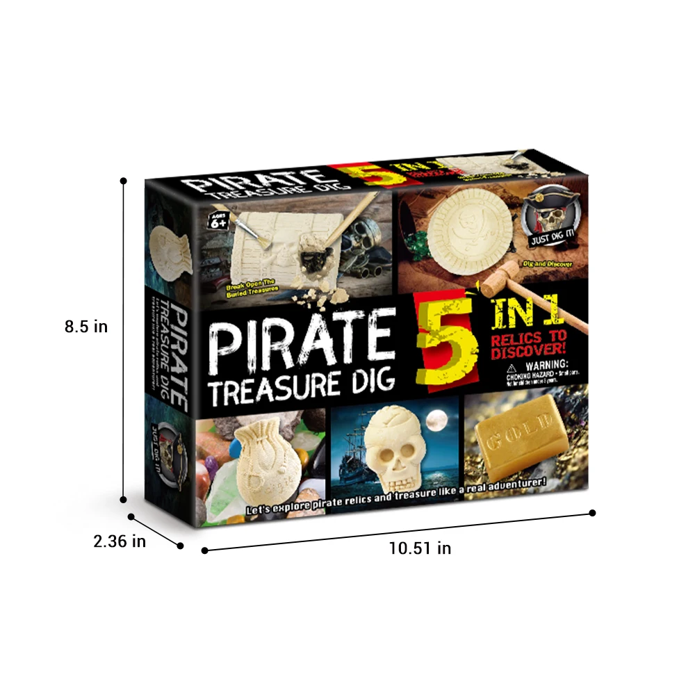 Kid Gold Dig Kit Treasure Dig Kit Toy Discover Excavate Kid Pirate ...