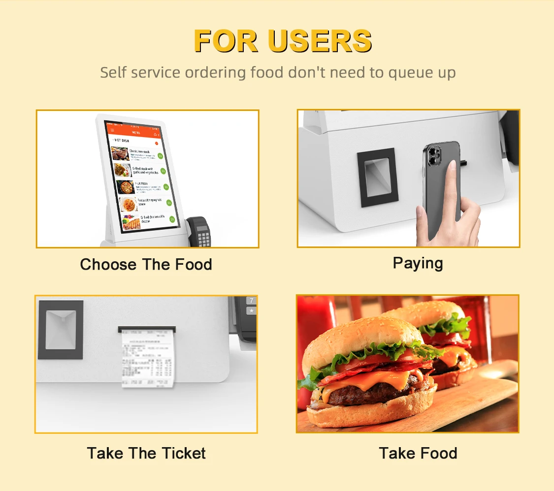 Android Digital Touch Screen Kiosk for Self-Service Ordering