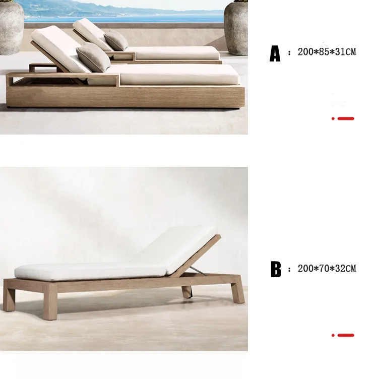 Modern Beach Chair Leisure Outdoor Furniture Sun Bed Wood Pool Beach ...