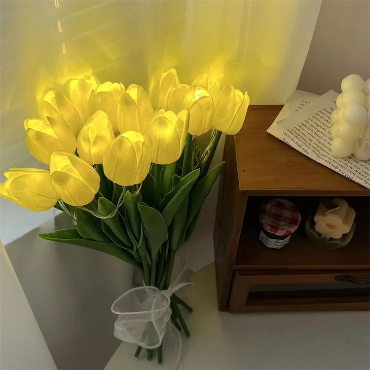 10/15pcs Luminous Led Tulip Bouquet With Light Photo Prop Gifts Wedding ...