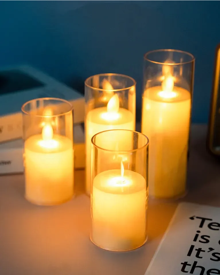 Beige Battery Operated Electric Flameless Usb Rechargeable Led Candle ...