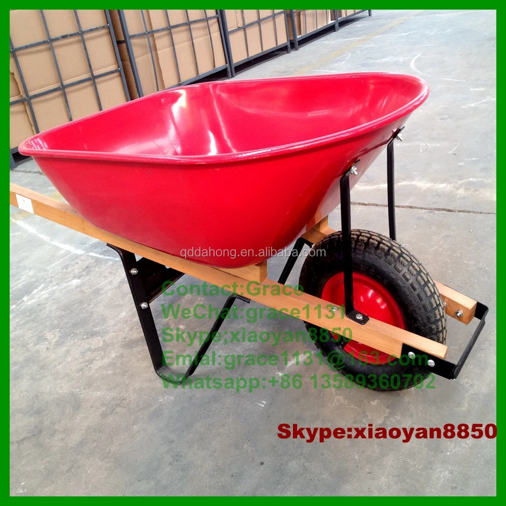 Heavy Duty Construction Wheelbarrow With Wooden Handle Garden ...