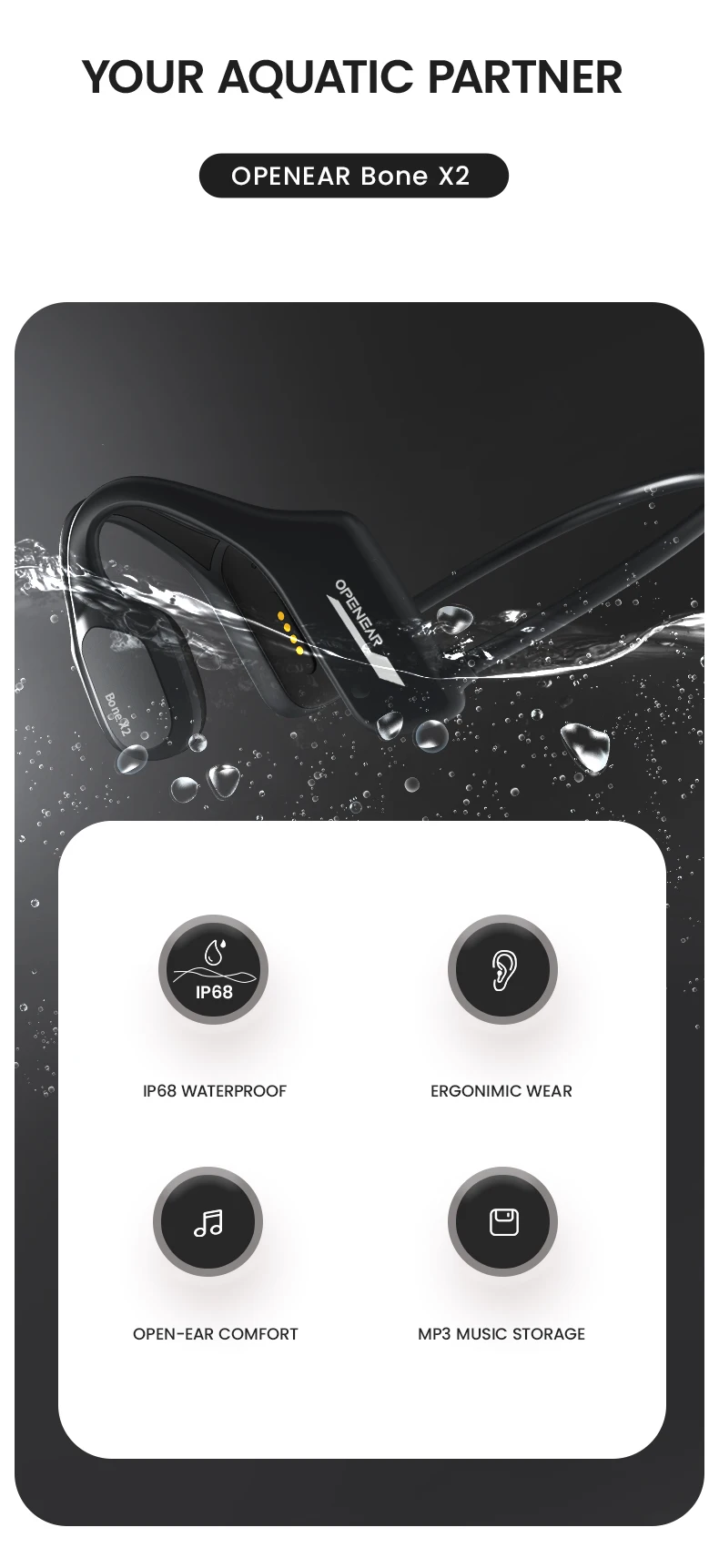 PARAMITA X2 Swimming Headphones - IP68 Waterproof & Wireless