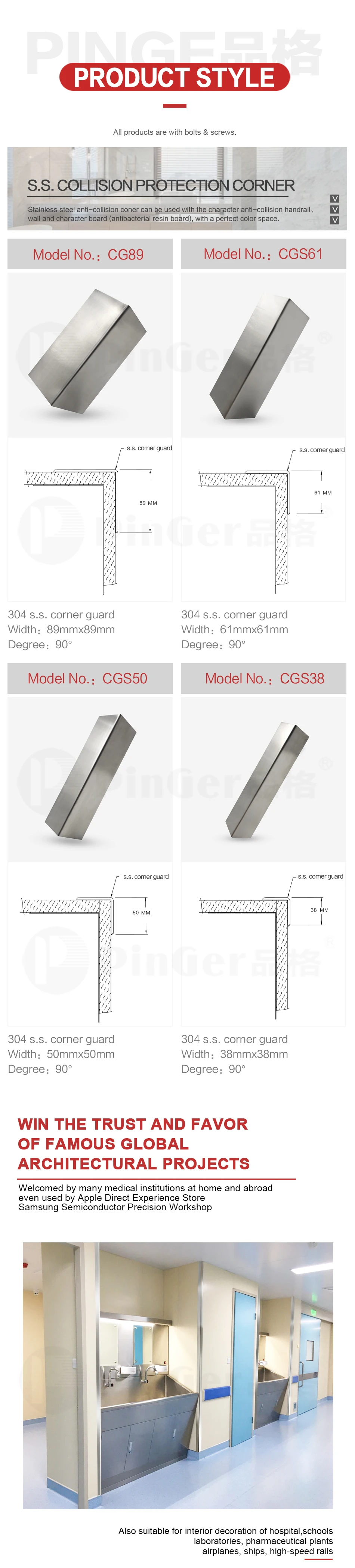 Pinger Corner Guard Stainless Steel Corner Protector - Buy Customized ...