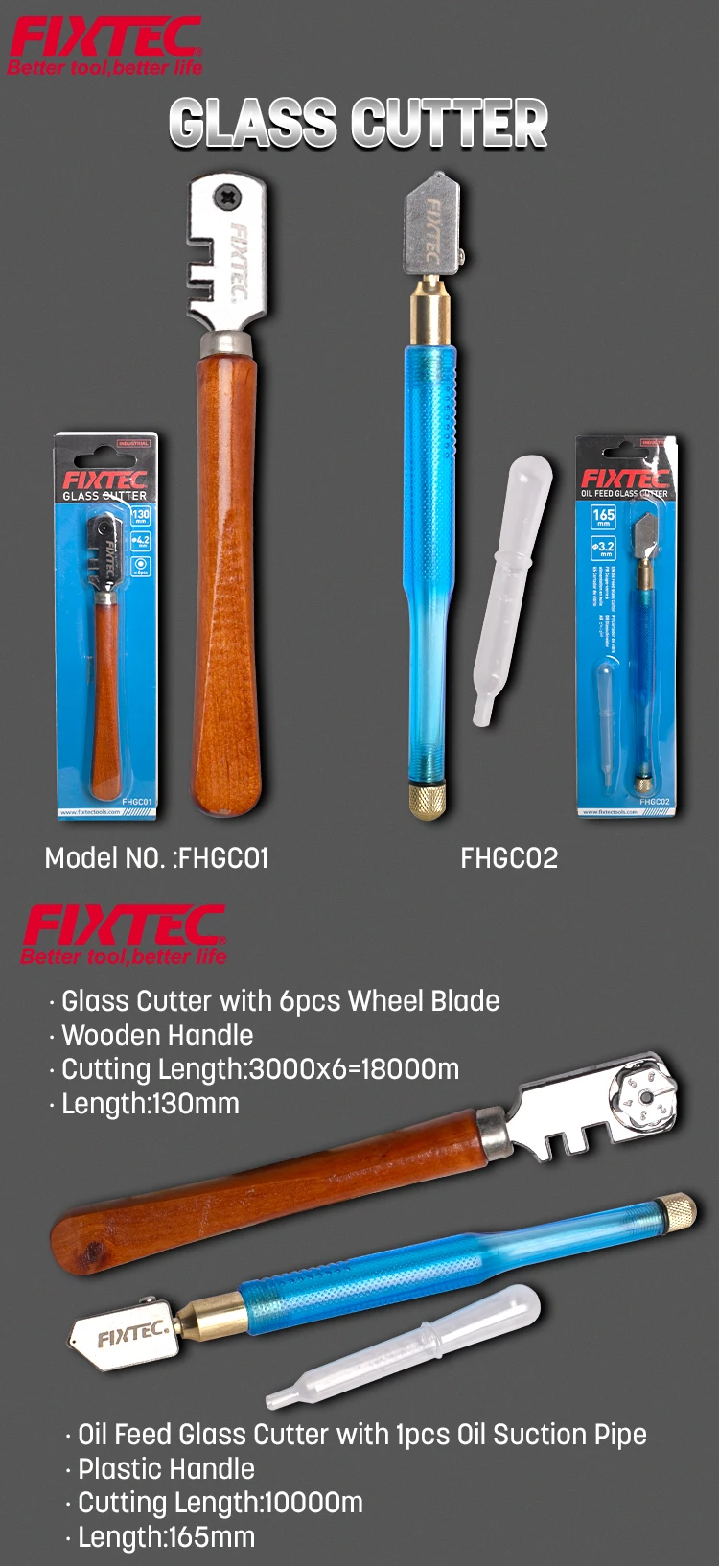 FIXTEC Professional Glass Cutter - Precision and Durability