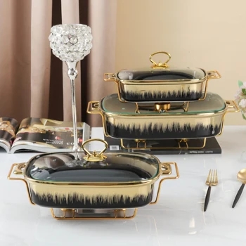 Restaurant Catering Equipment Rectangular Chafing Dishes Ceramic Buffet ...