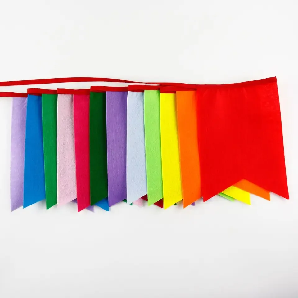 12 Flags Rainbow Colorful Felt Fishtail Banners Multicolor For Birthday ...