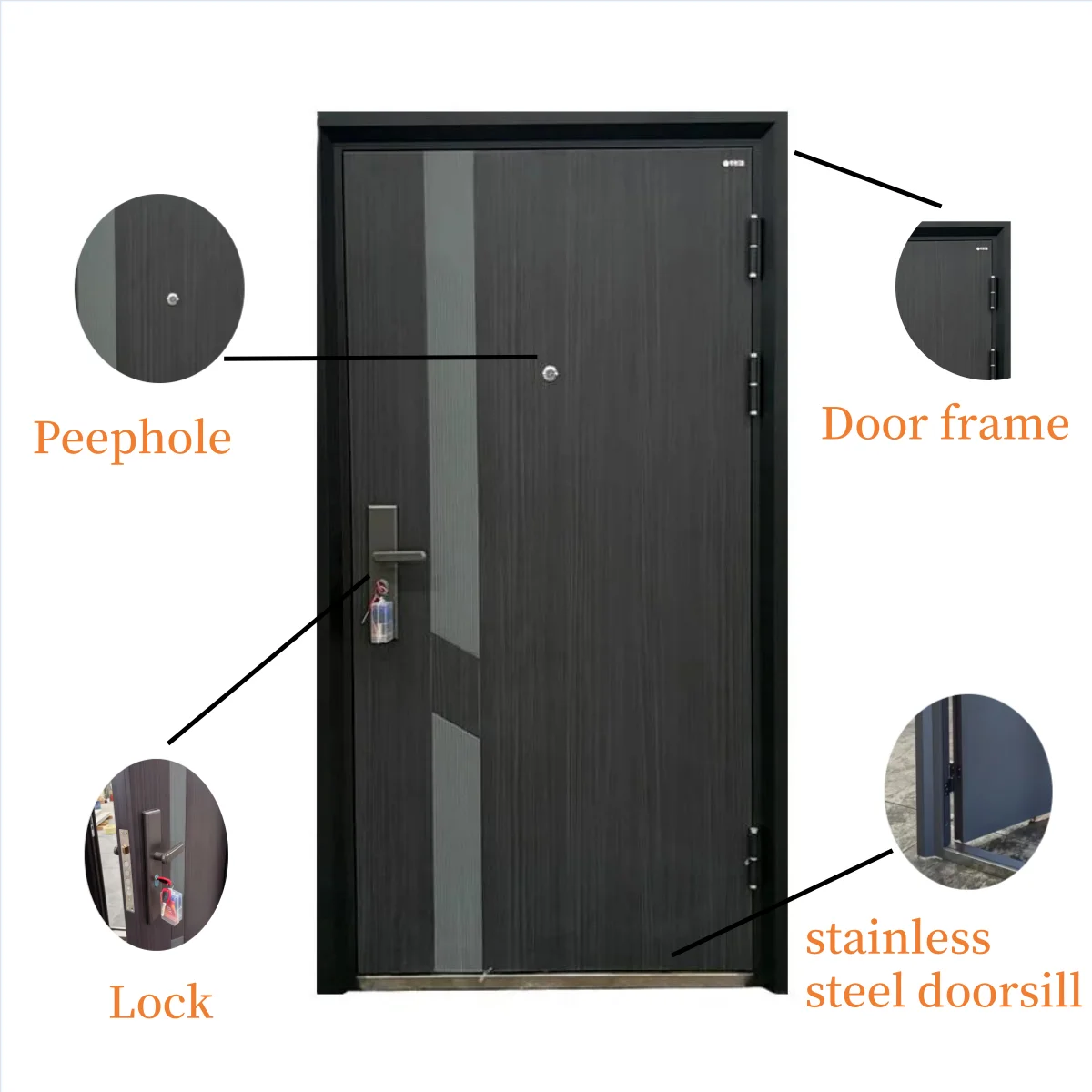 Anti-theft Exterior Door Modern Entrance Main Steel Safety House Doors ...