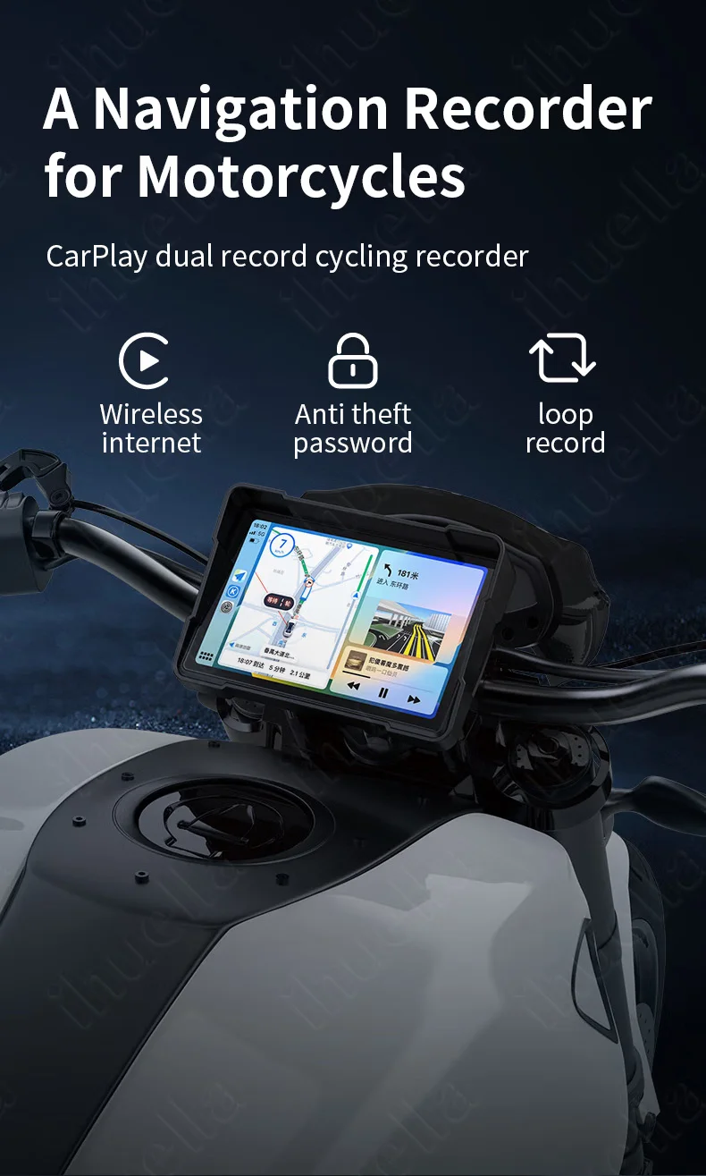 Ihuella Waterproof Carplay Android Auto Touch Screen Portable Smart Sensor Radio Mp3 Audio ...