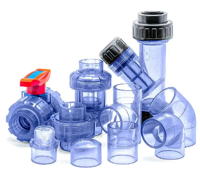 SWD Factory Transparent UPVC ASTM SHC80 Pipe Fittings Plastic Materials High Transparency ...