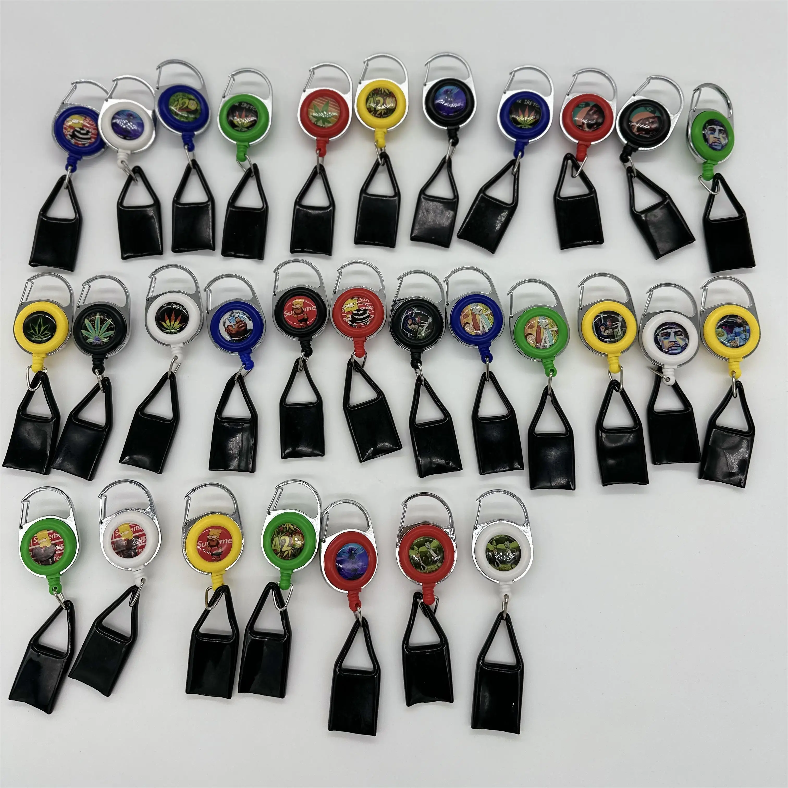 Customized Logo Retractable Pull Reel Keychain Lighter Holder Premium ...