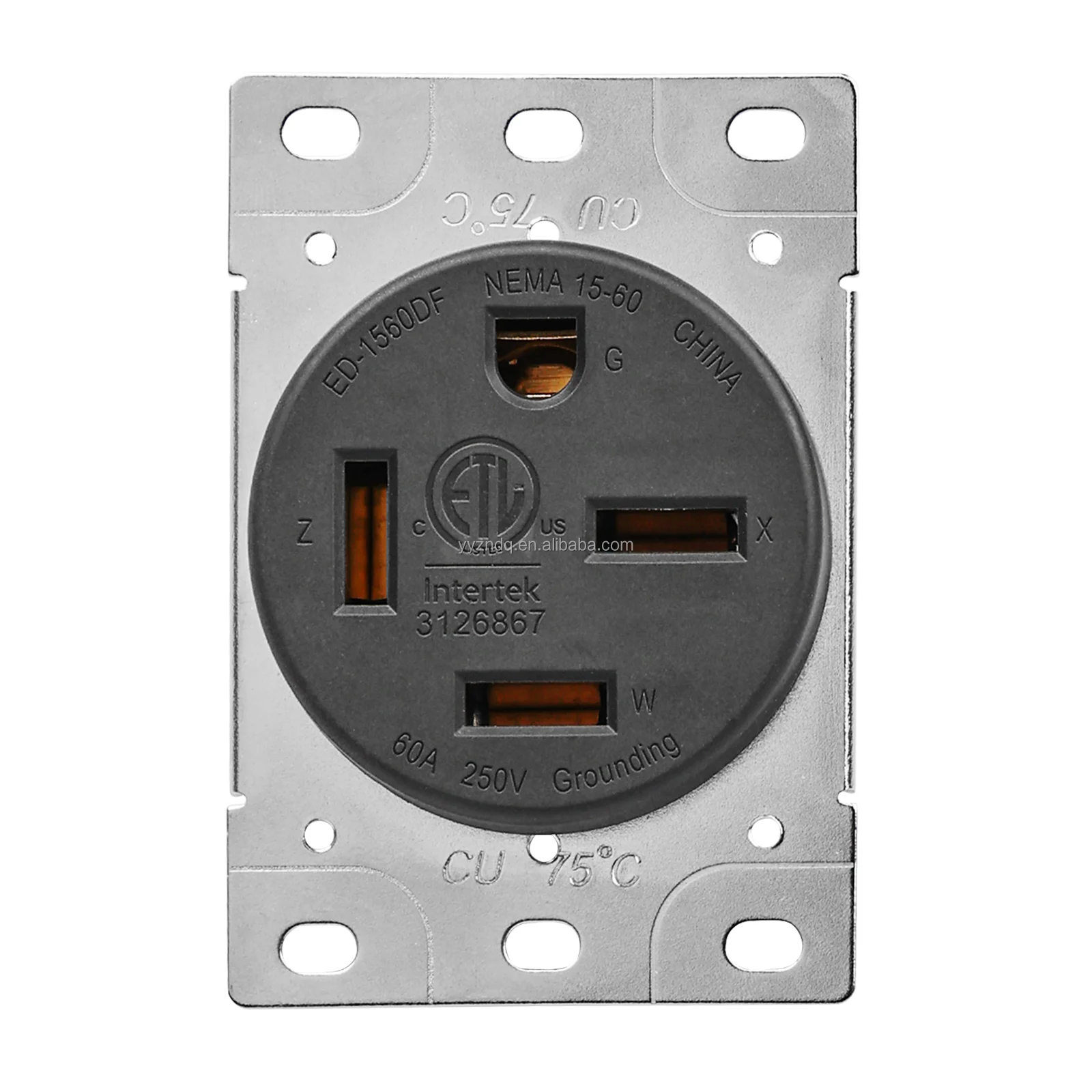 60amp Power Outlet Panel,Nema 15-60r 250v Flush Mounting Receptacle,Industrial Grade,Straight ...