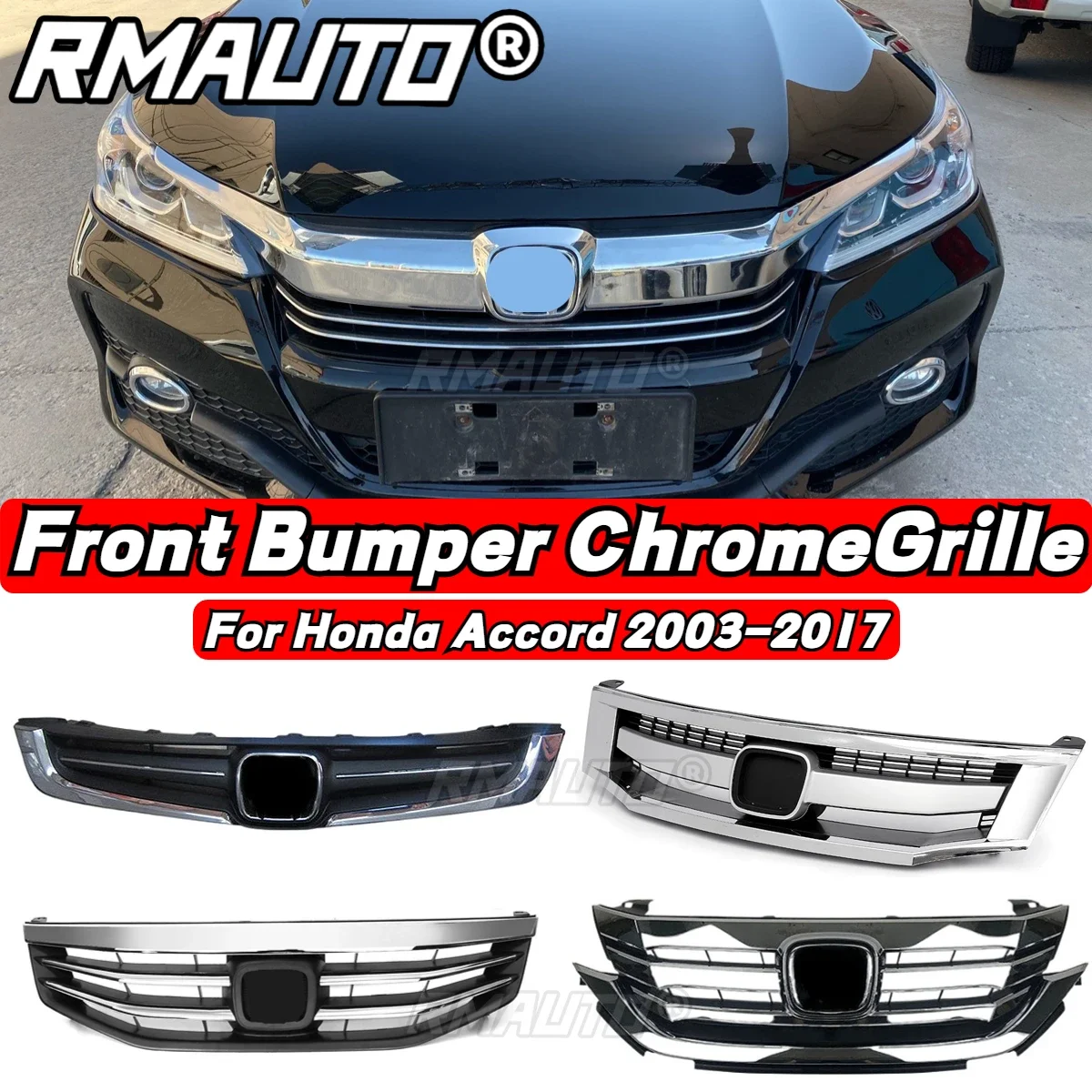 Accord Grill Chrome Silver Car Front Bumper Grille for Honda Accord ...