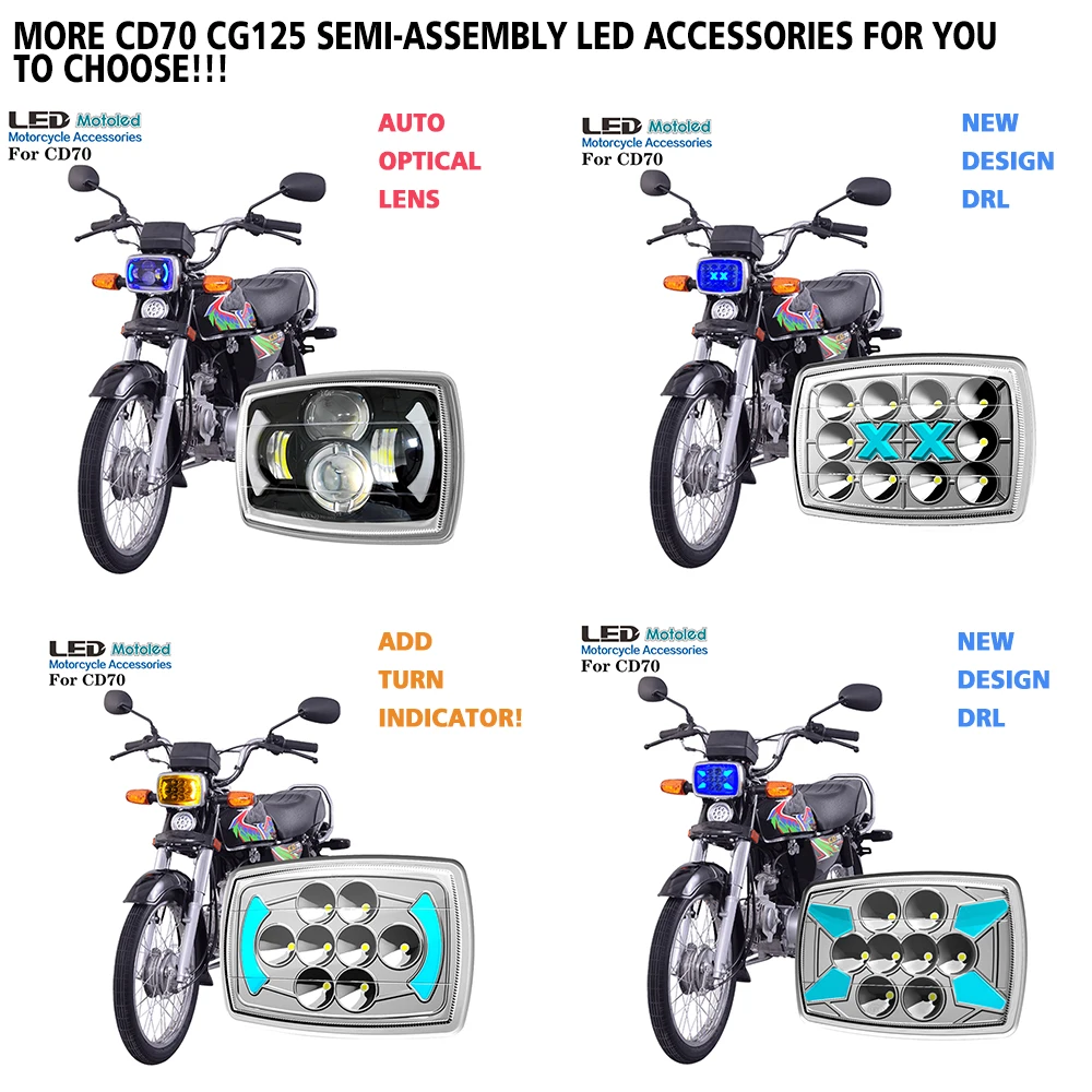Motoled CD70 CJ125 2 in 1 HD PC Lampshade IP67 Motorcycle Headlight