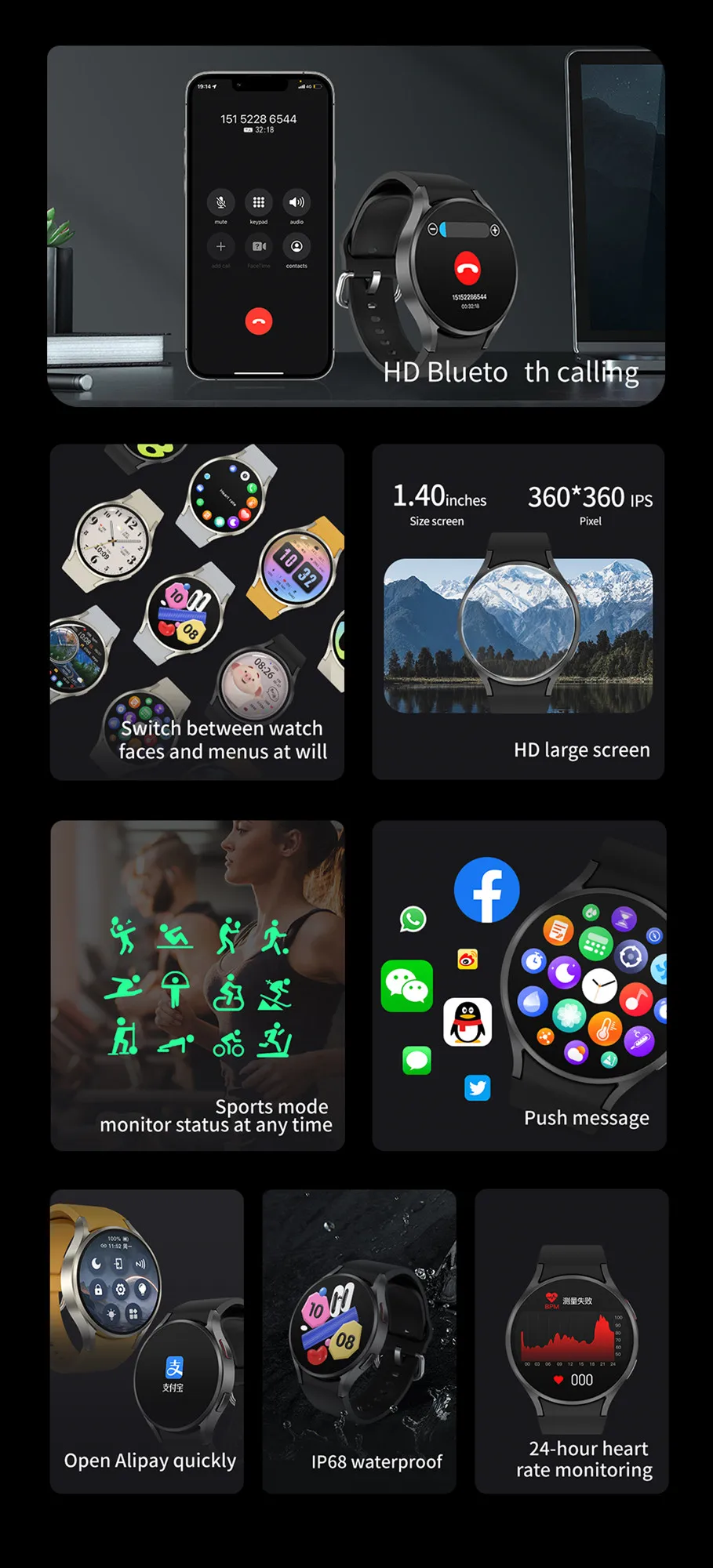 M10 Bt Calling Smartwatches Reloj Inteligente Mujer Smart Watch 100 Sports Modes Step Counter ...