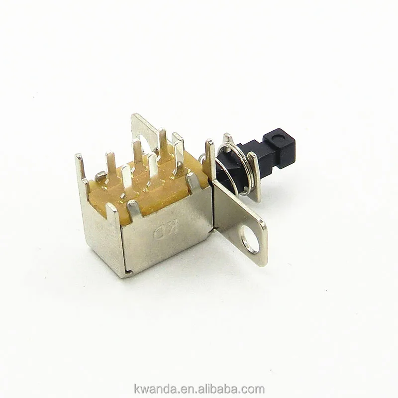 Push Button Switch Self Lock 6 Pin 2.5 Lock Travel 2p2t Screw Hole Plug ...