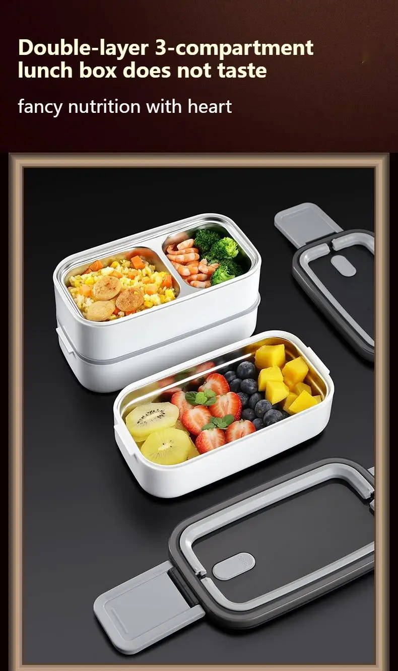 Wholesale Food Container Double-deck Microwave Safe Air Tight 304 Stainless Steel 2/3 ...