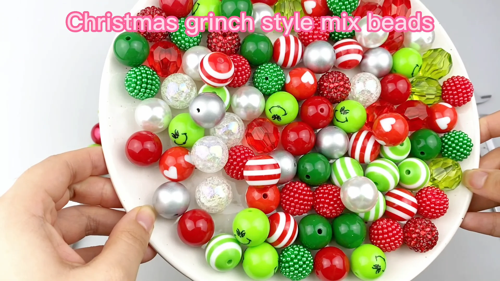 100pc/bag 20mm Green Grinch Christmas Chunky Beads For Jewelry Making ...