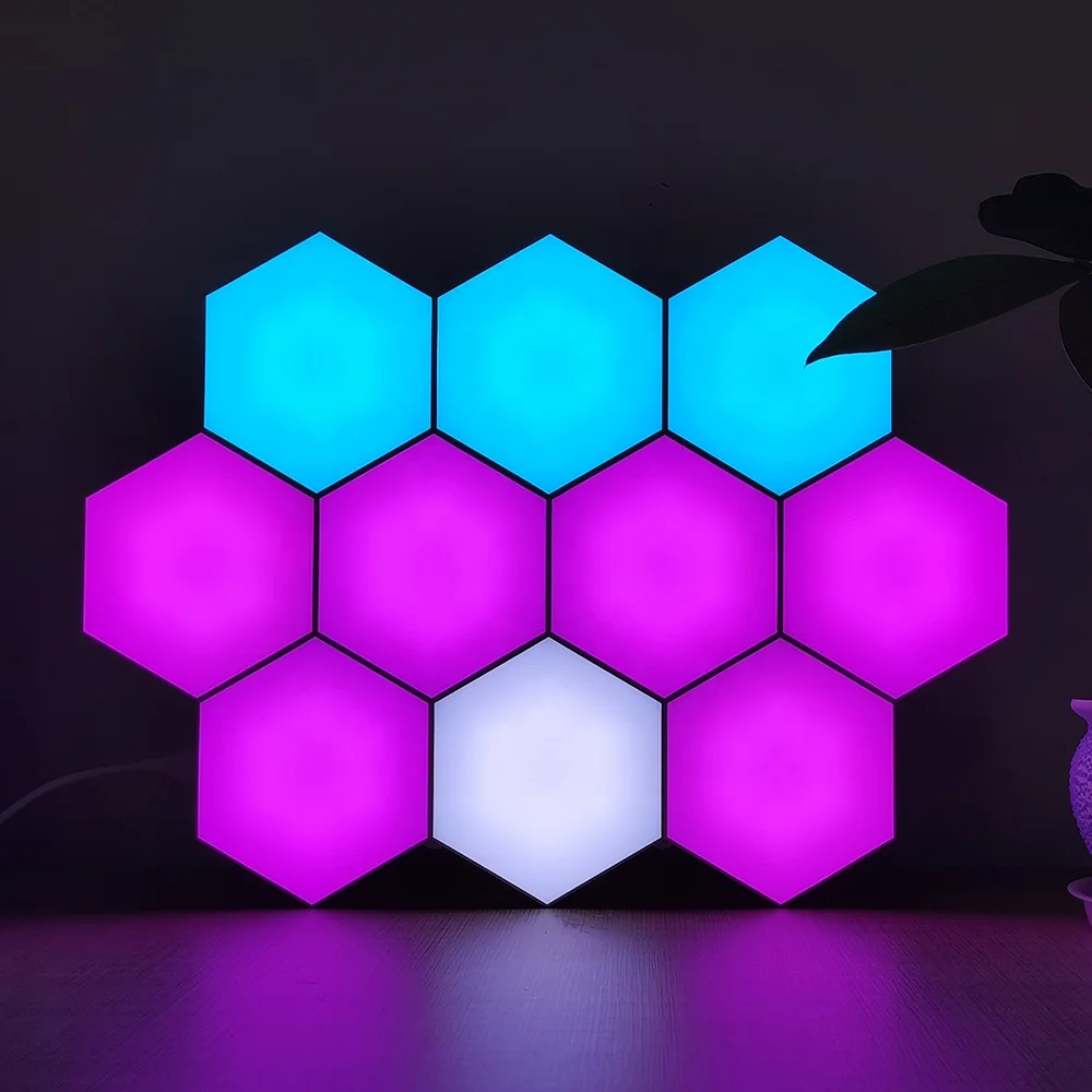 Smart Diy Rgb Hexagon Modular Led Touch Sensor Hexagon Wall Lamp Rgb ...