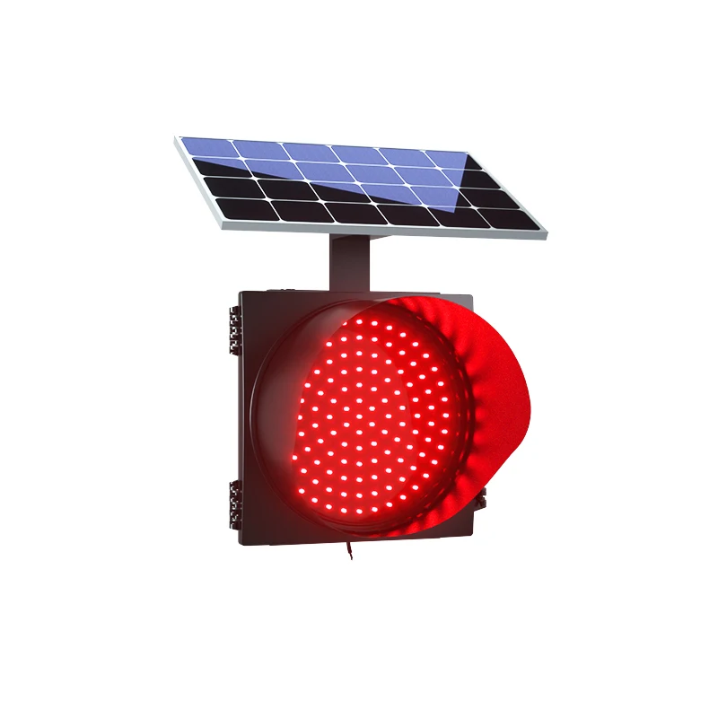300mm Solar Powered LED Traffic Signal Warning Light Red