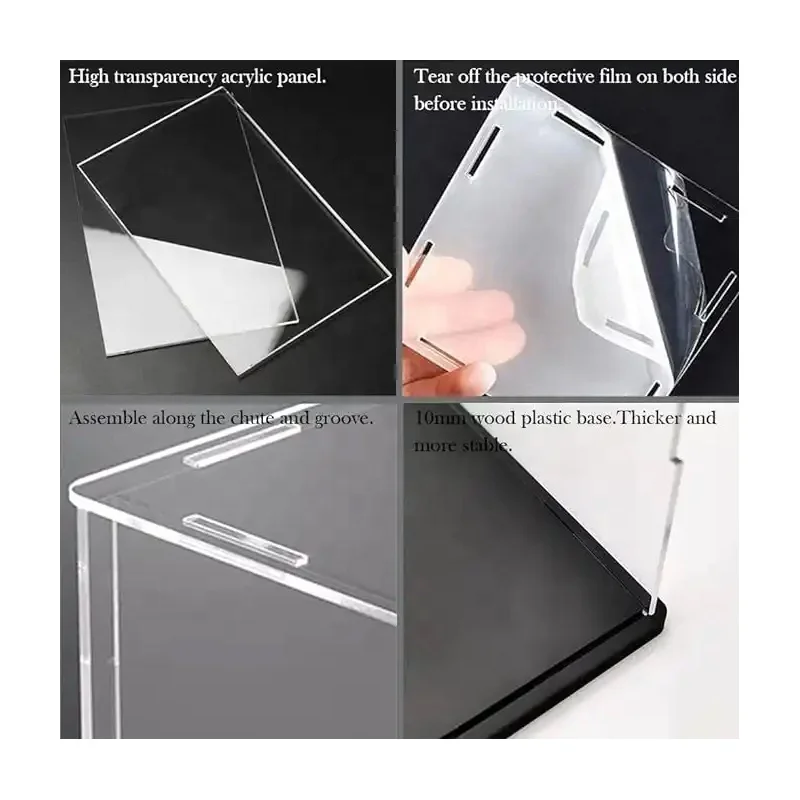 4-Tier Clear Acrylic Display Case Display Box Display Stand with Door ...