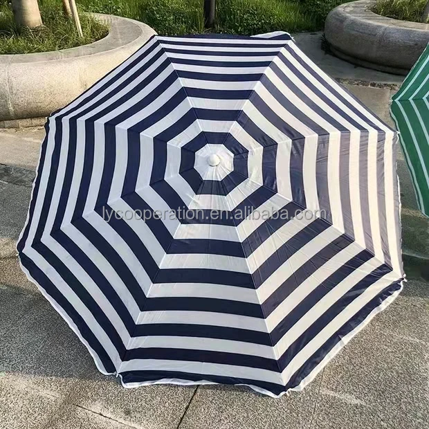 1.7m Blue Striped Garden Beach Patio Tilt Umbrella Parasol Sun Shade ...