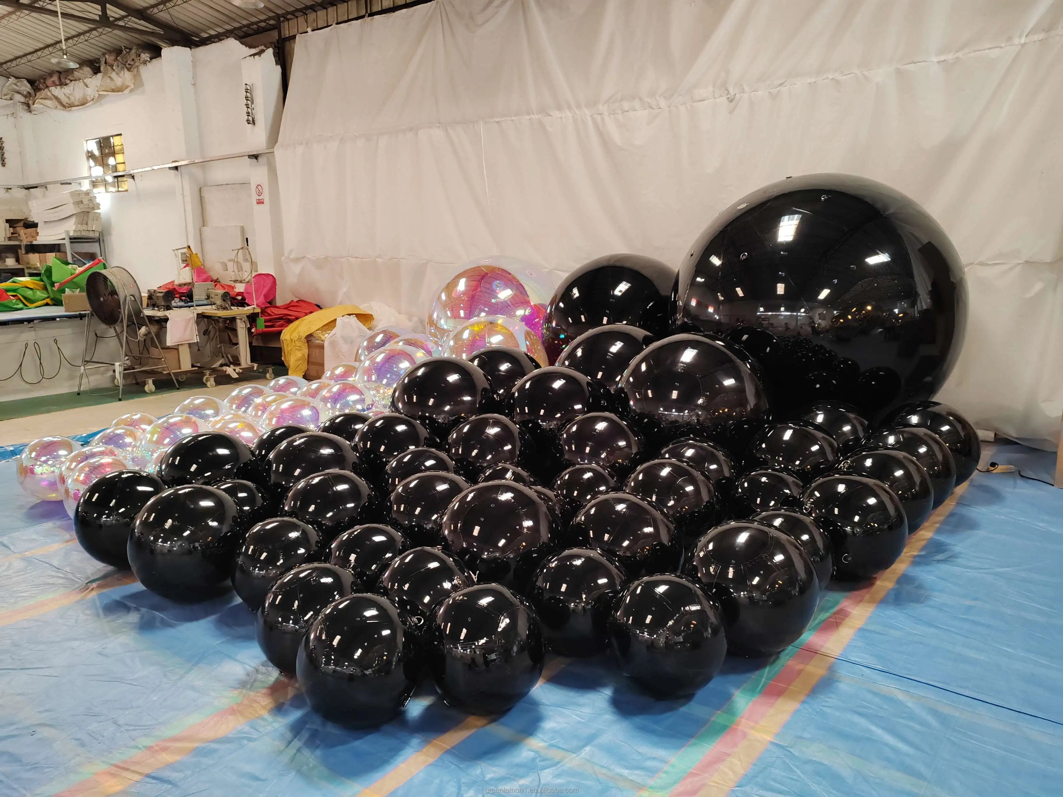Giant Iridescent Shiny Floating Sphere Balloon Disc Inflatable Mirror ...