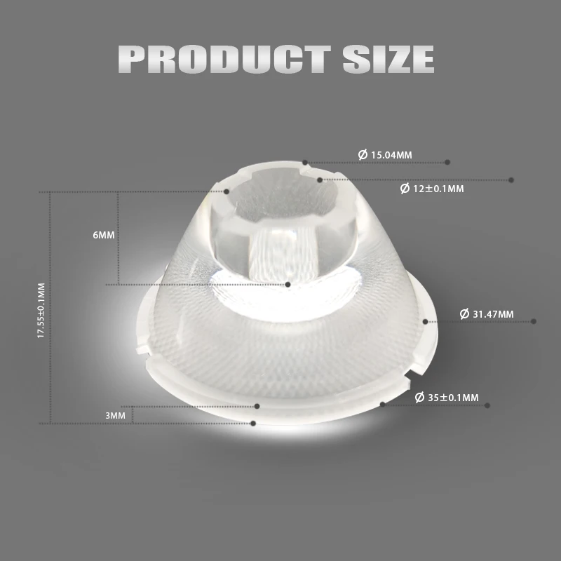 Cob Optical Plastic Material Led Light Diffuser Lens 35mm 30 Degree ...