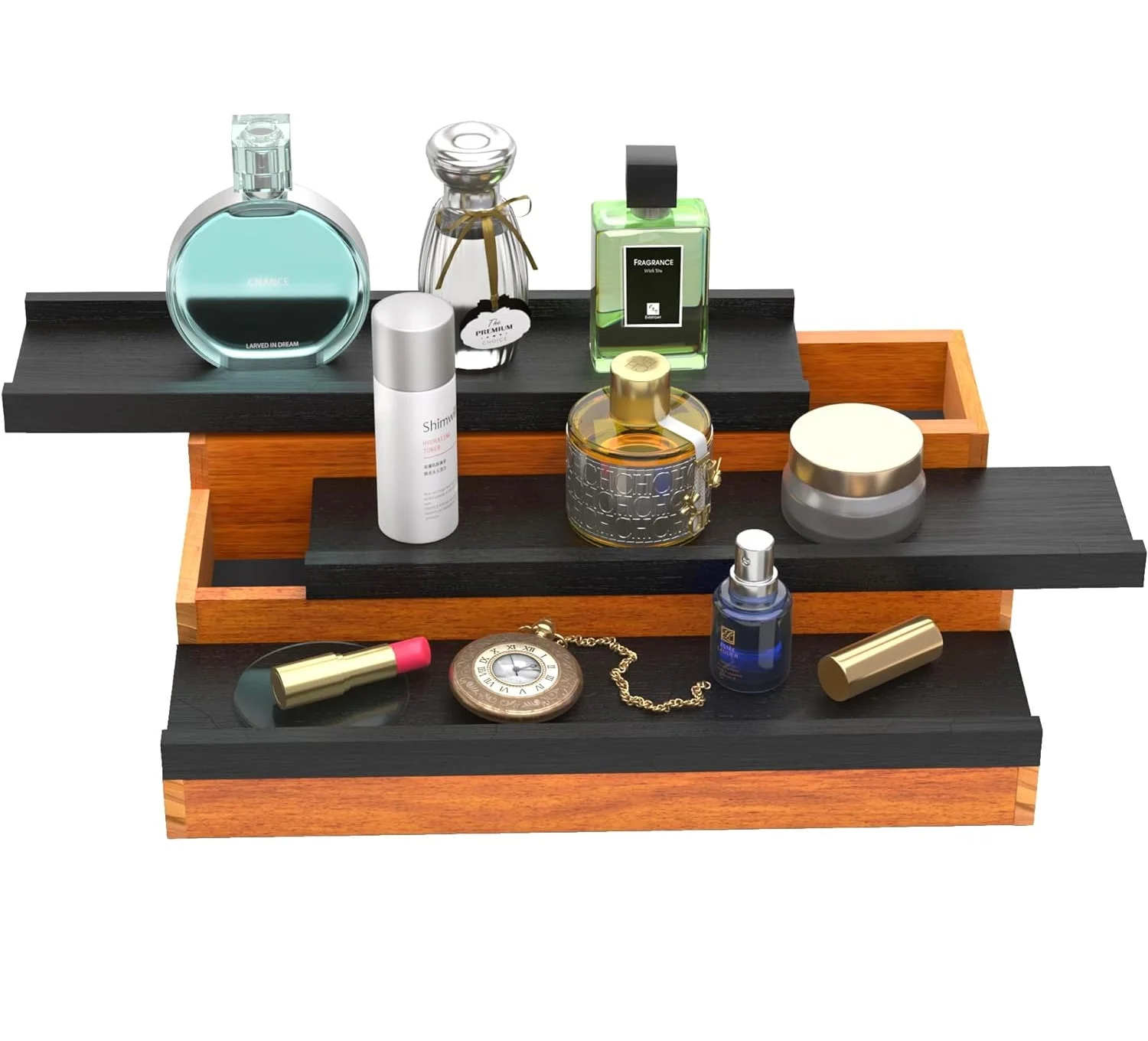 Urable and Stylish 3-Tier Perfume Organizer with Concealed Storage ...
