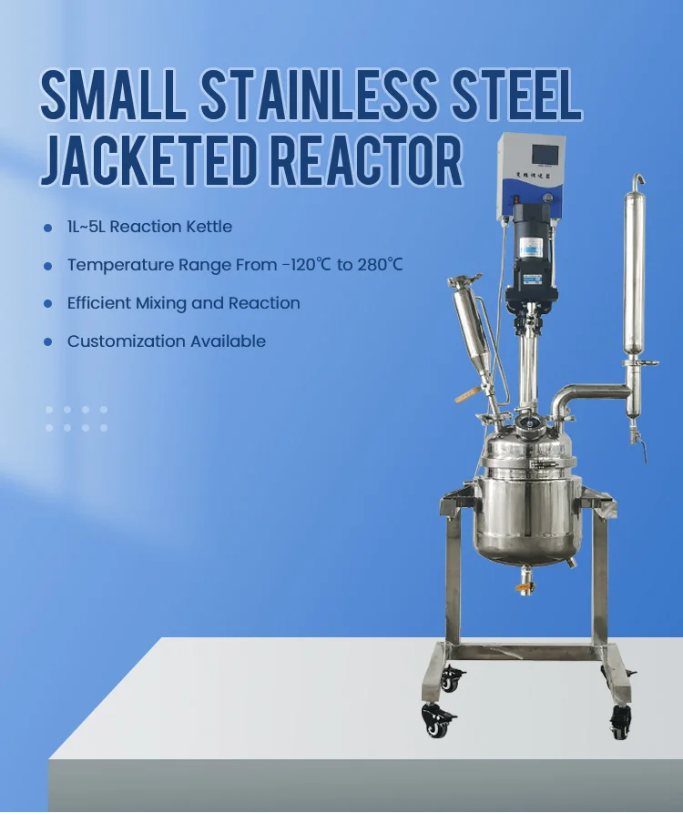 2l 5l Mini Chemical Reaction Vessel Jacketed Stainless Steel Reactor ...