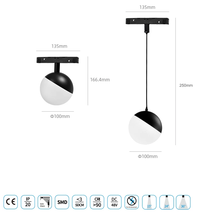 Led Ceiling Spherical Light Magnetic Rail Spotlights Shop Studio Indoor ...