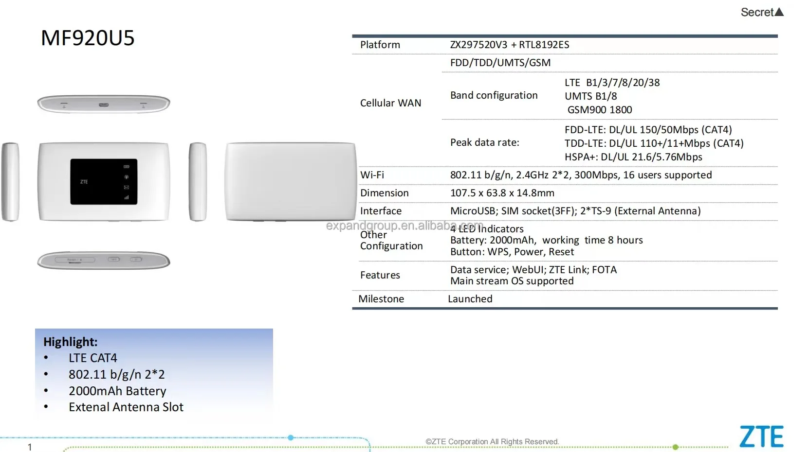 Brand New Zte Mf920u Router Hotspot 150 Mbps 4g Lte Mobile Wifi - Buy ...