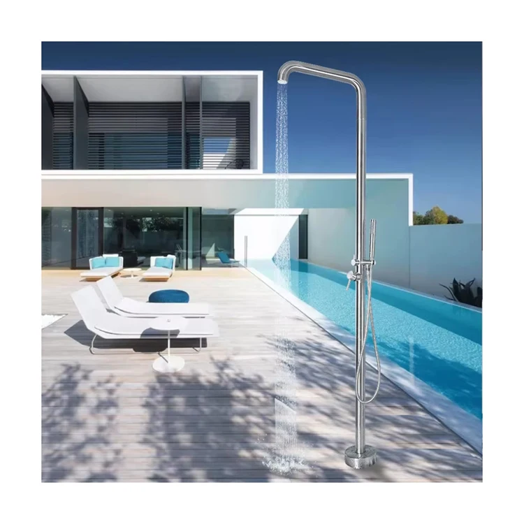 Outdoor Freestanding Hot Cold Water Mixer Tall Brass Stainless Steel ...