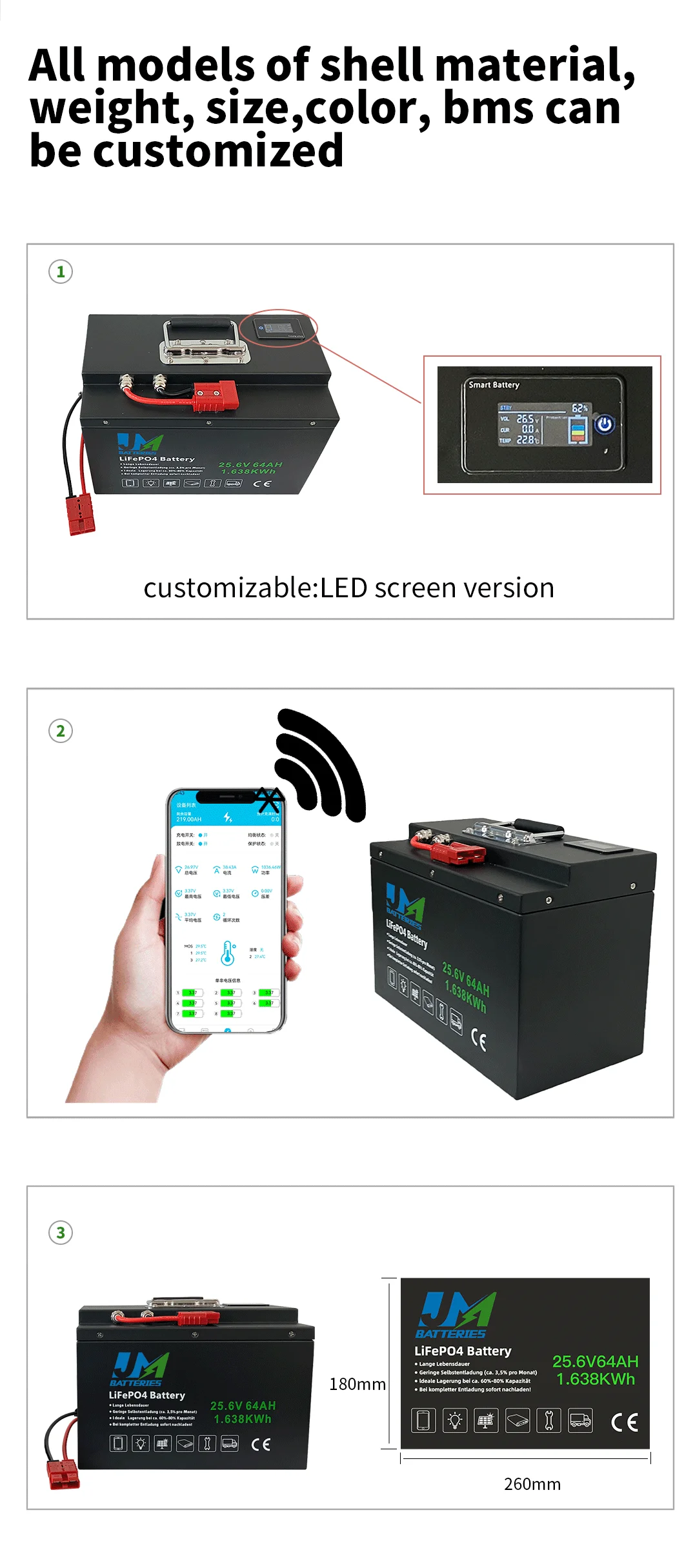 25.6v64ah Deep Cycle Gel Energy Storage Battery For Solar System /lead ...