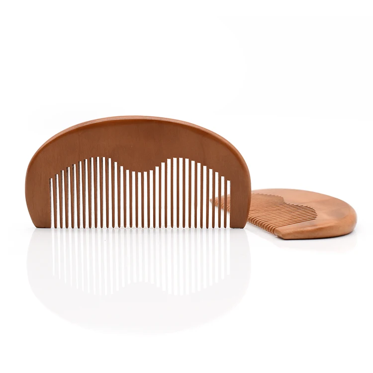 Natural Peach Wood Travel Size Hair Comb & Beard Comb - OEM Available